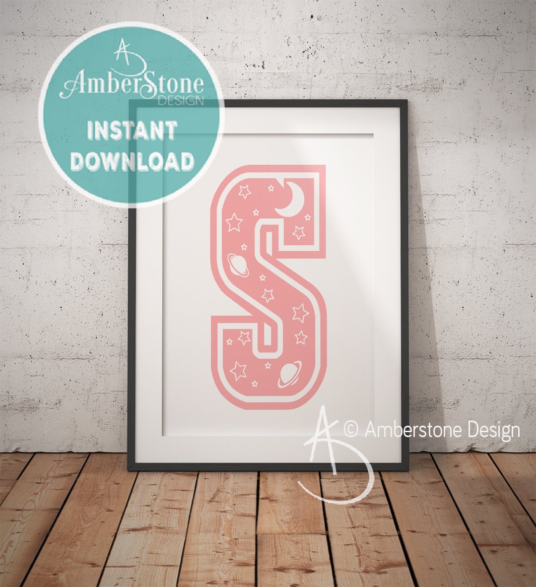 Pink Letter S, LETTER S Print, Letter S, Pink Nursery, Girls Letter S ...