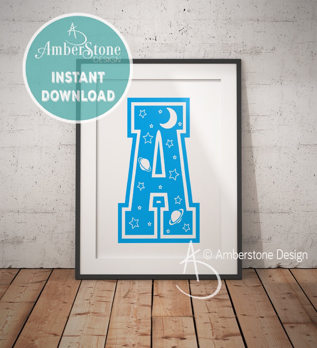 Blue Letter A Print: Space Nursery Decor (digital Download) - Etsy