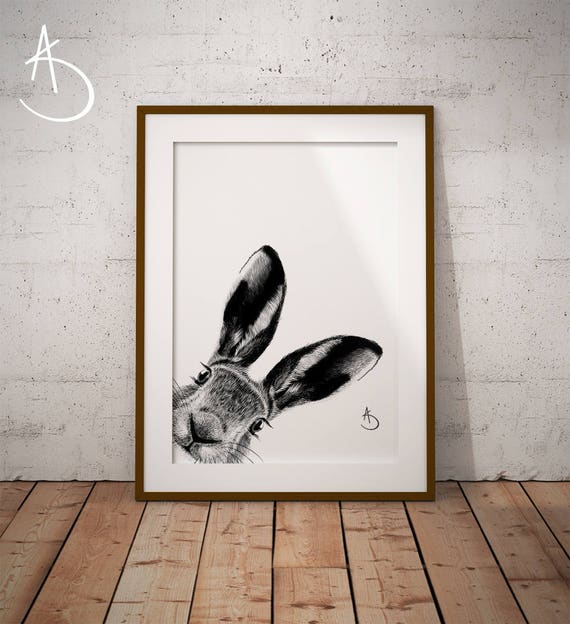 HARE PRINT Downloadable Hare Decor Forrest Animals Hare - Etsy