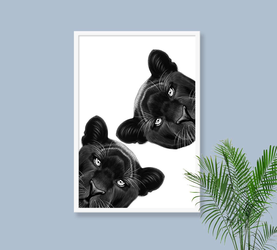 BLACK PANTHER PRINT Black Panther Drawing Download Black | Etsy