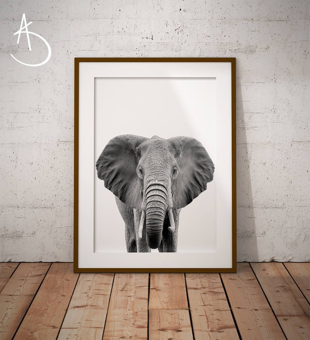 Elephant Nursery Art Print: Black and White Safari Decor (digital ...