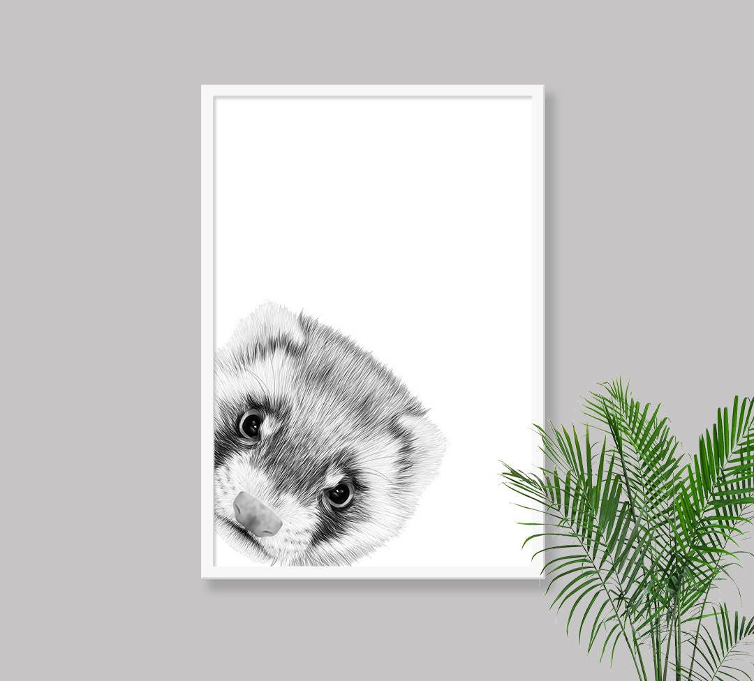 FERRET PRINT Printable Poster Woodland Animals Nursery | Etsy