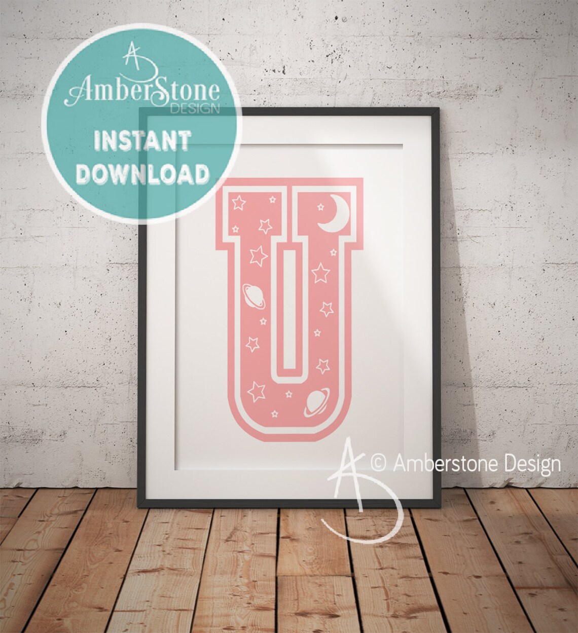 Pink Letter U LETTER U Print Letter U Pink Nursery Girls - Etsy