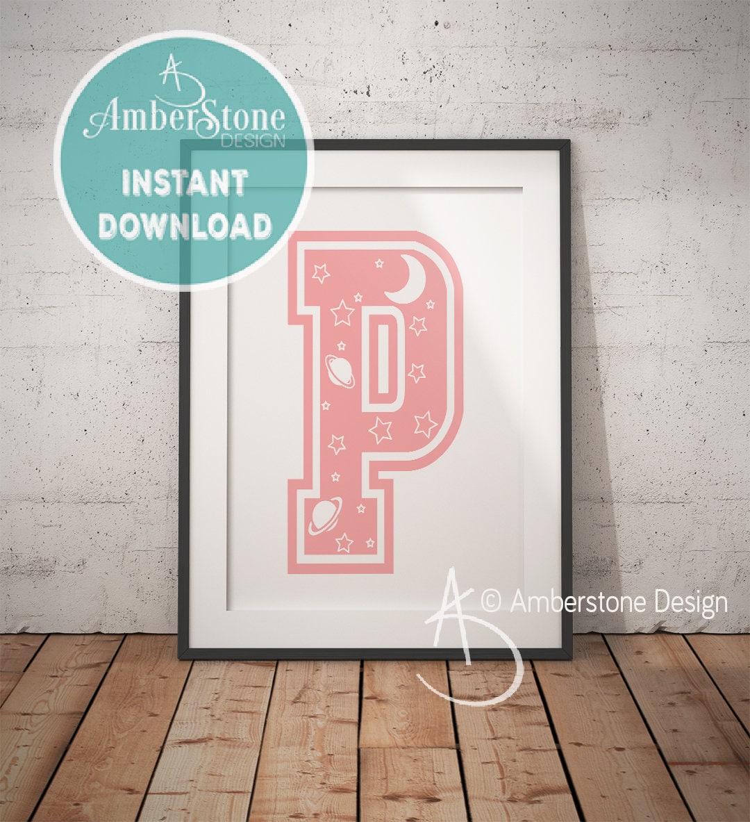 Pink Letter P, LETTER P Print, Letter P, Pink Nursery, Girls Letter P ...