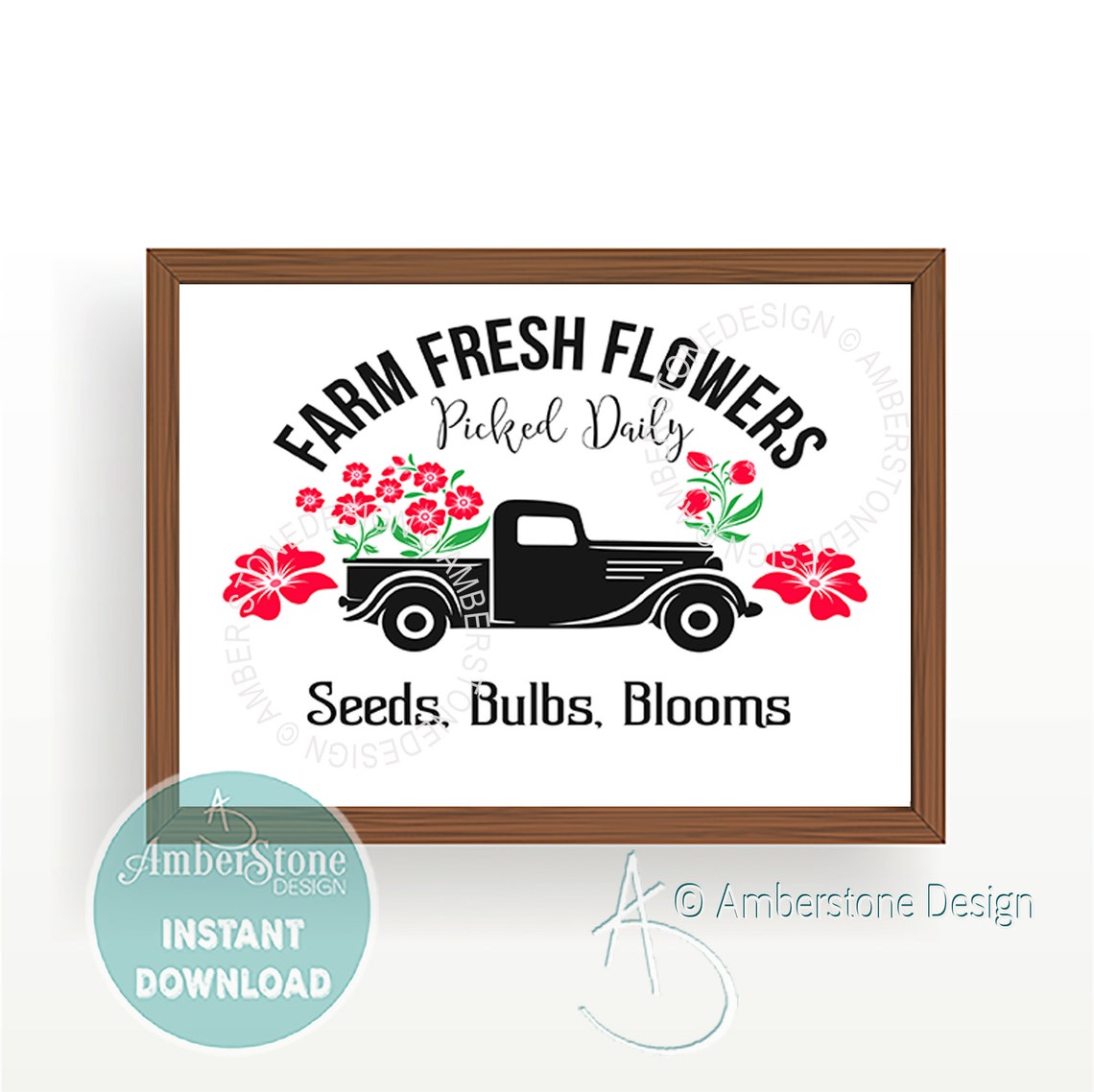 FARM FRESH FLOWERS Sign Instant download Flowers Decor | Etsy
