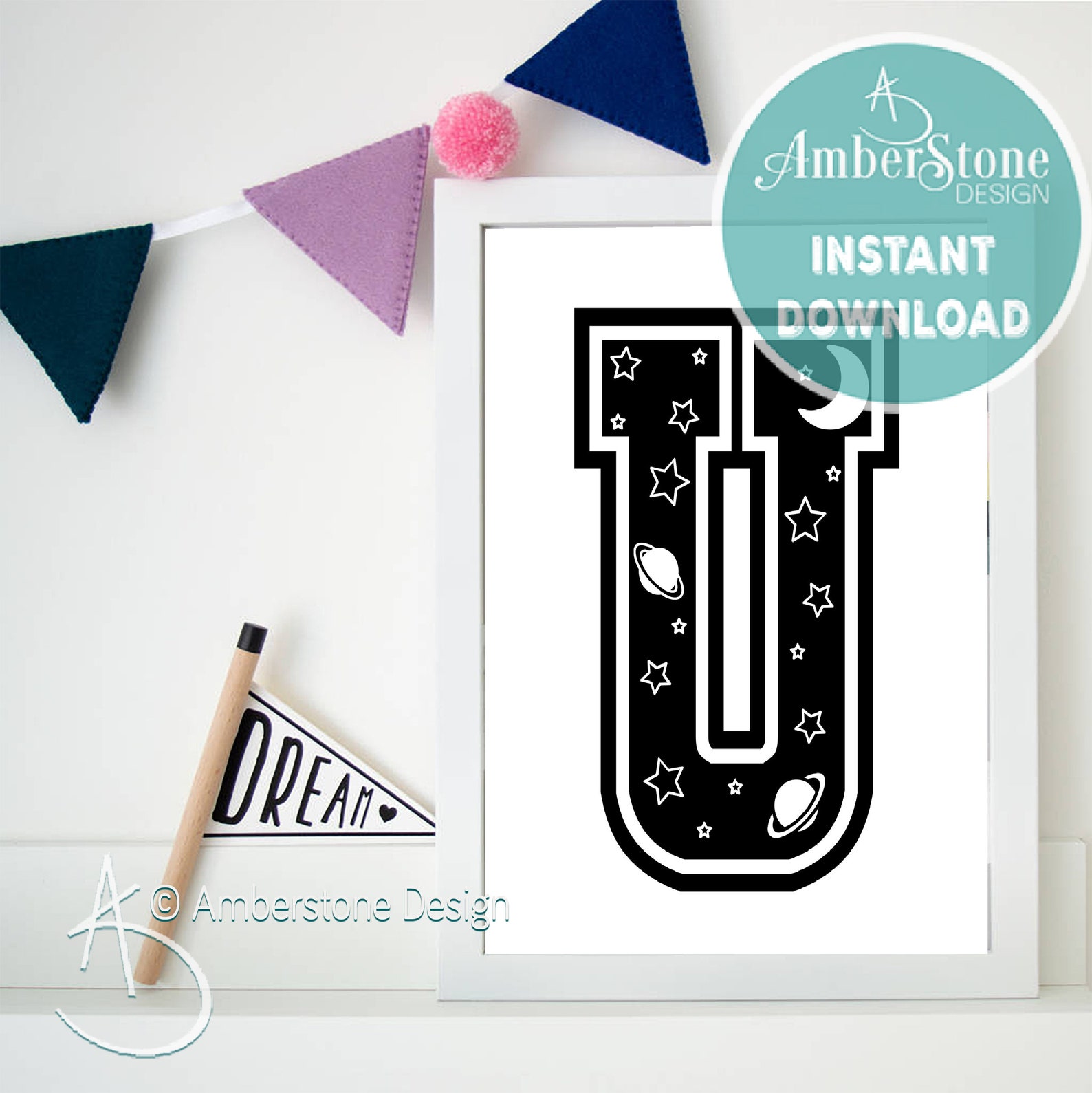 Pink Letter U LETTER U Print Letter U Pink Nursery Girls | Etsy