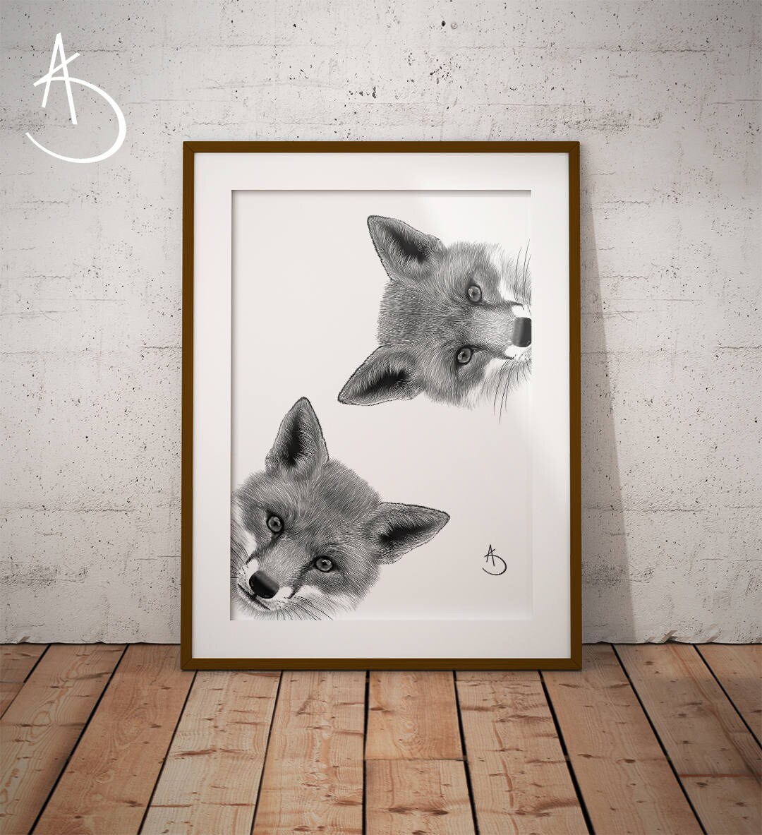 CUTE CURIOUS FOX Drawing Download Wall Decor Curious Fox - Etsy