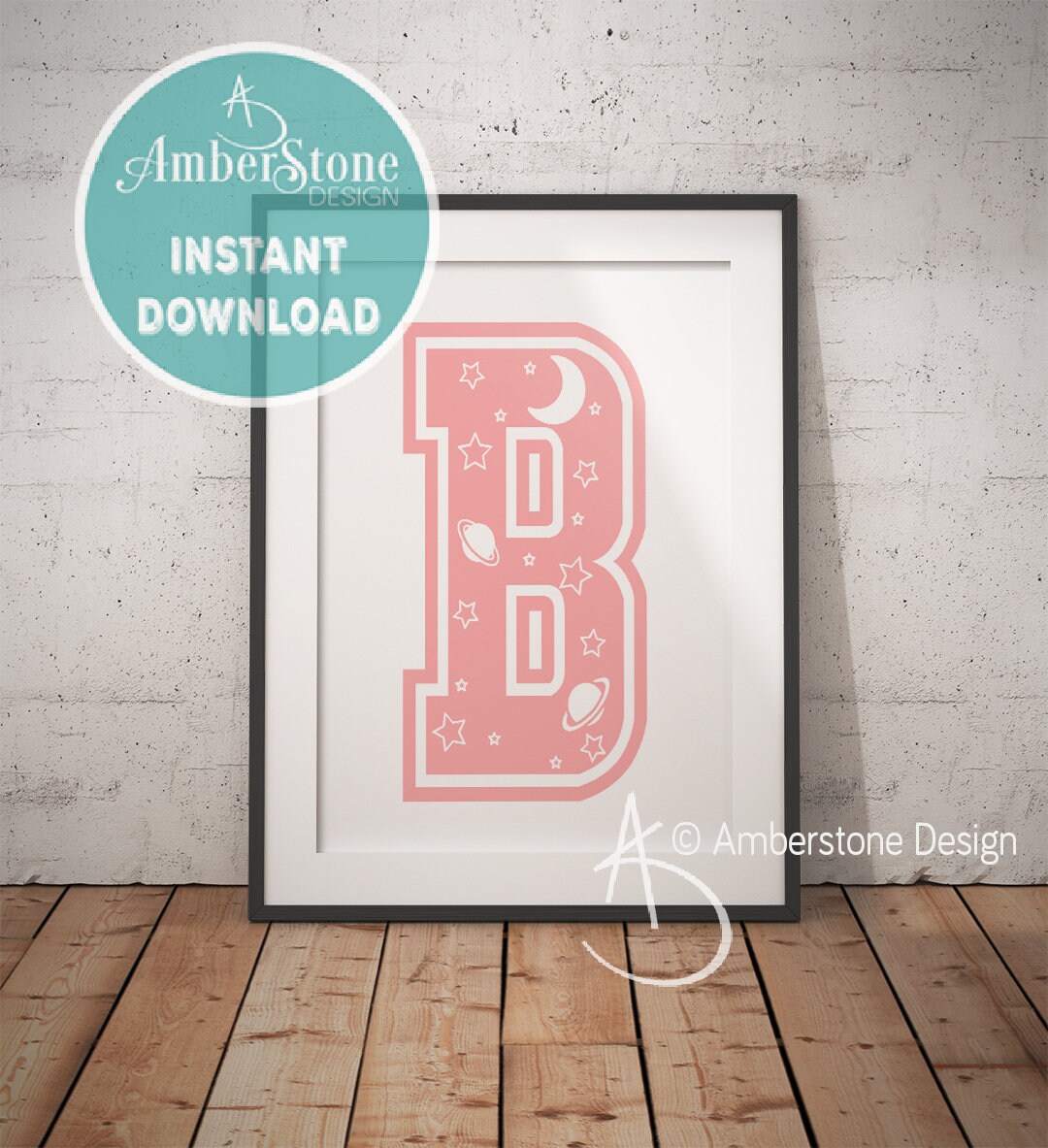 Pink Letter B, LETTER B Print, Letter B, Pink Nursery, Girls Letter B ...