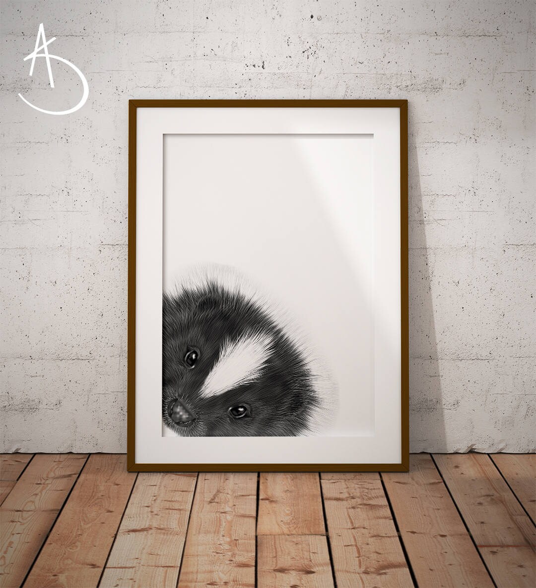 SKUNK PRINT, Skunk Drawing Download, Skunk Decor, Peekaboo Skunk Print ...
