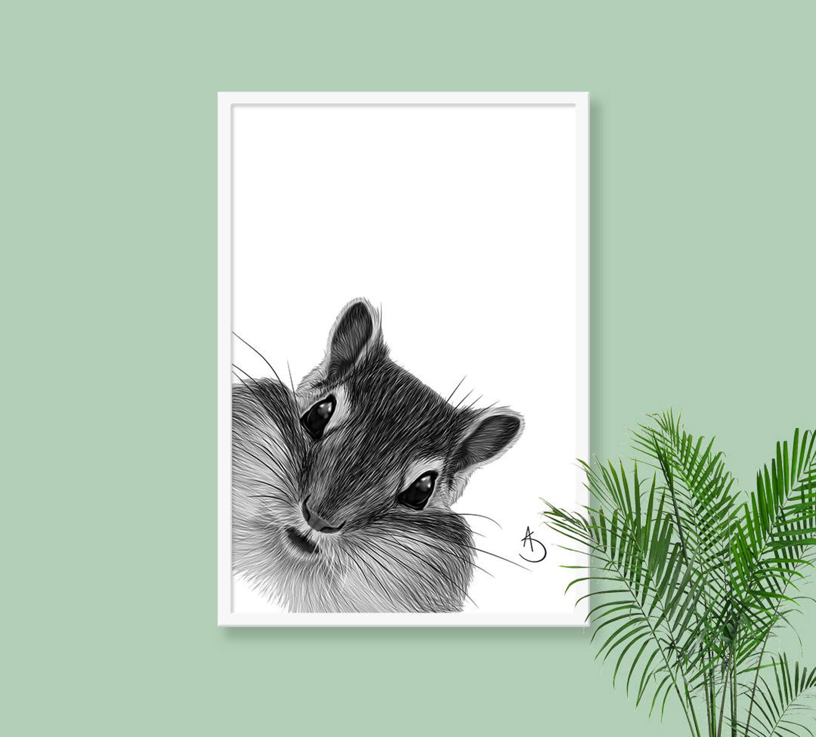 CHIPMUNK PRINT Chipmunk Wall Art Printable Poster Woodland - Etsy