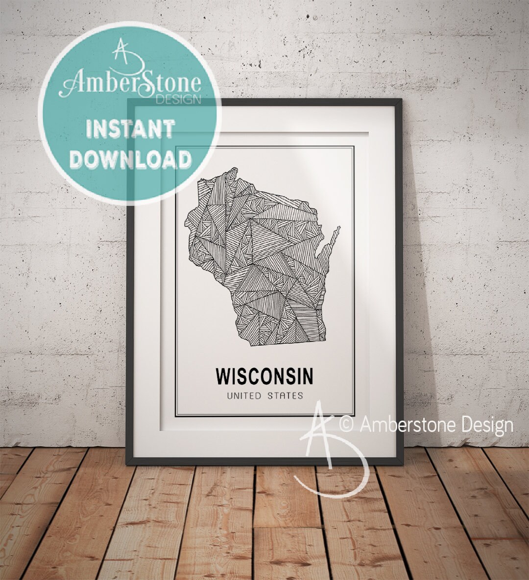 WISCONSIN ART PRINT Instant Download Wisconsin Print | Etsy