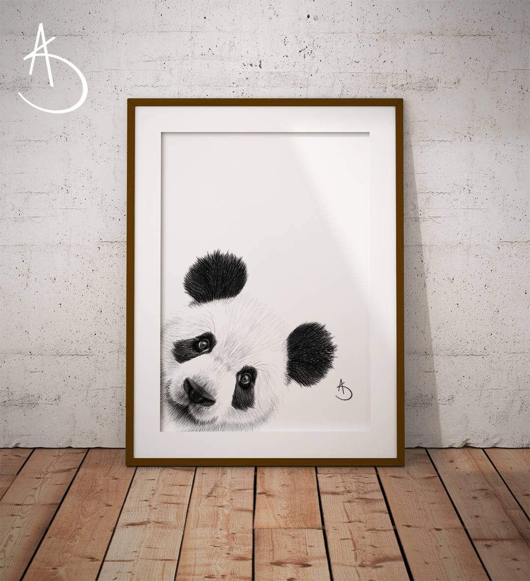 CUTE PEEKABOO PANDA Drawing Download, Panda Art, Peekaboo Panda Print ...