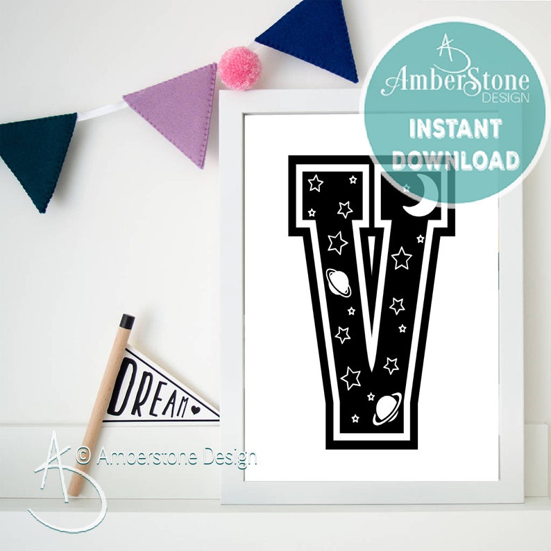 Blue Letter V LETTER V Print Letter V Blue Nursery Boys - Etsy
