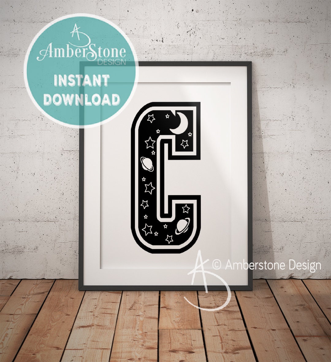 Letter C Nursery Print: Space Theme Alphabet Art (digital Download) - Etsy