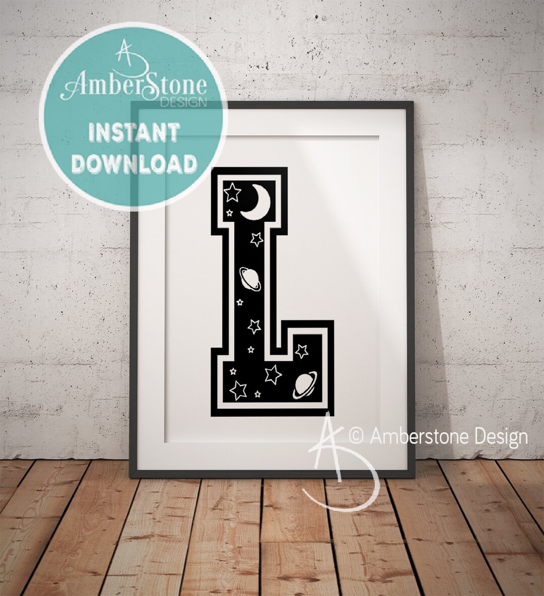 Letter L Nursery Print: Space Theme Alphabet Decor (digital Download ...