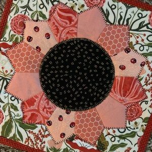 Modern Dresden Plate Flower Quilted Table Topper, Candle Mat, in Shades ...