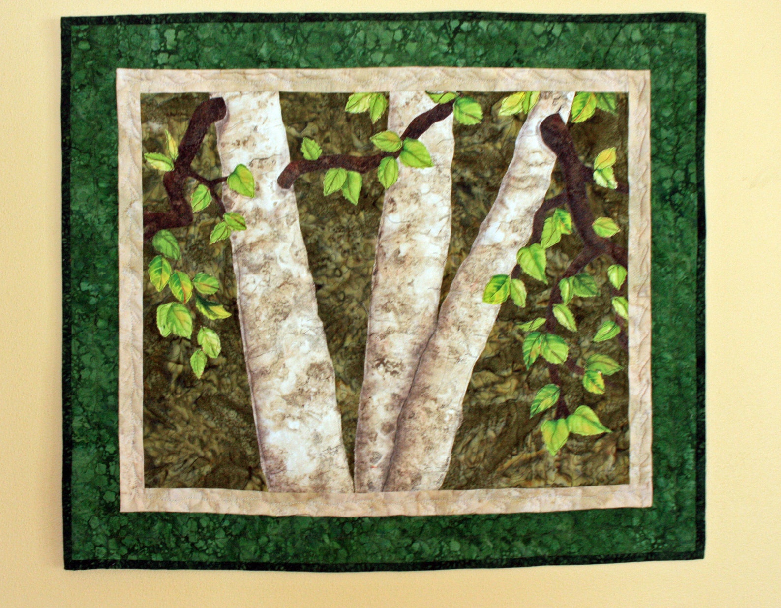 Landscape Quilt Birch Trees Quilted Fiber Art Woodland | Etsy