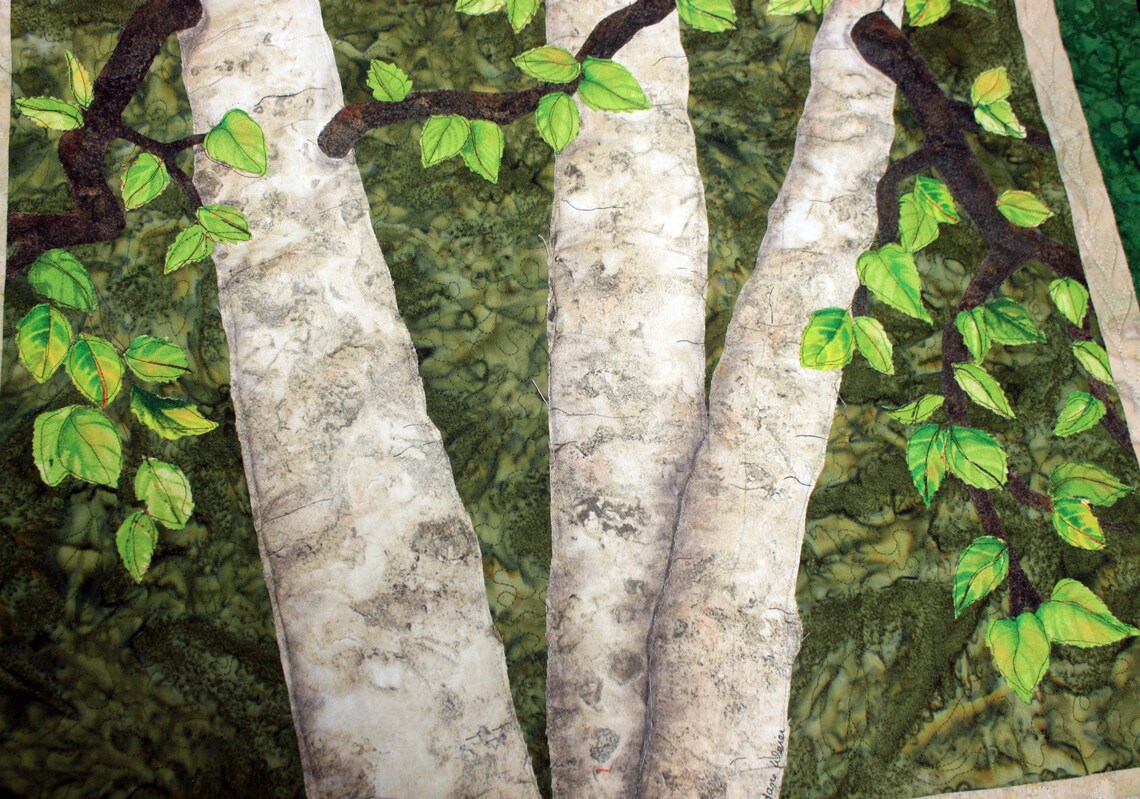 Landscape Quilt Birch Trees Quilted Fiber Art Woodland - Etsy
