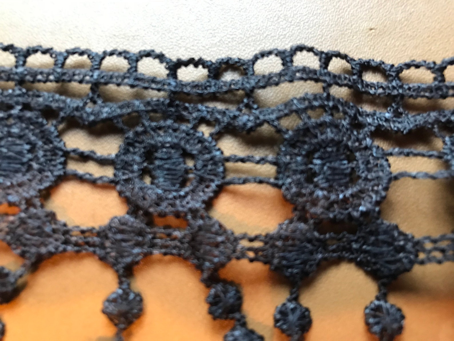 4" Lace Trim, Chocolate Brown Lace Trim, 1 Straight Edge, 1 Dangle Edge ...