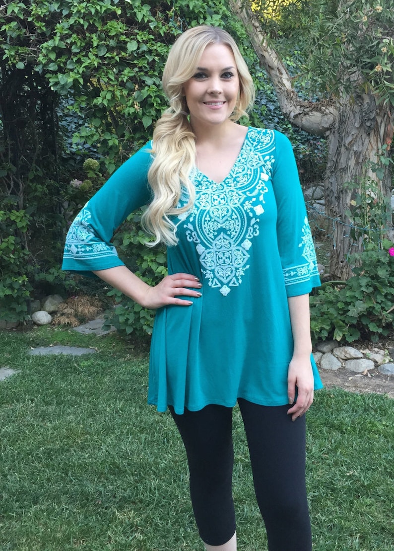 Tunic Top, Tunics, Tunic, Womens Tunic, Ethnic Top, Western Top, Green ...