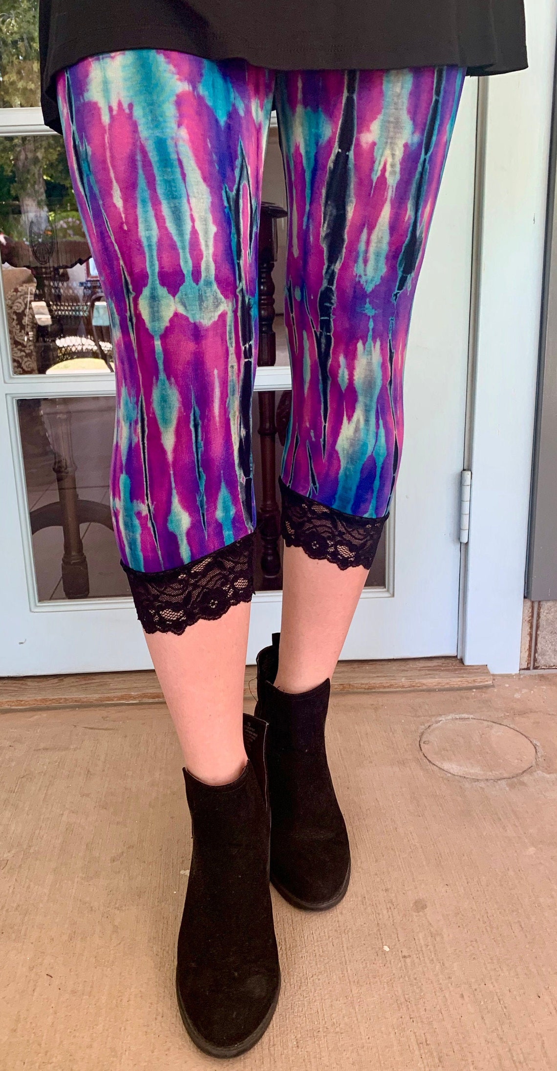 Plus Size Capri Pants, Boho Capri Pants, Plus Size Lace Trim Legging ...