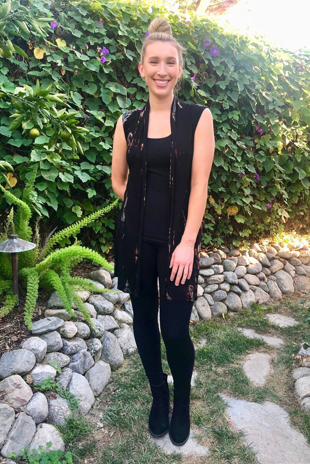 Long Vest, Maxi Vest, Black Duster Vest, Black Vest, Maxi, Tie Dye ...