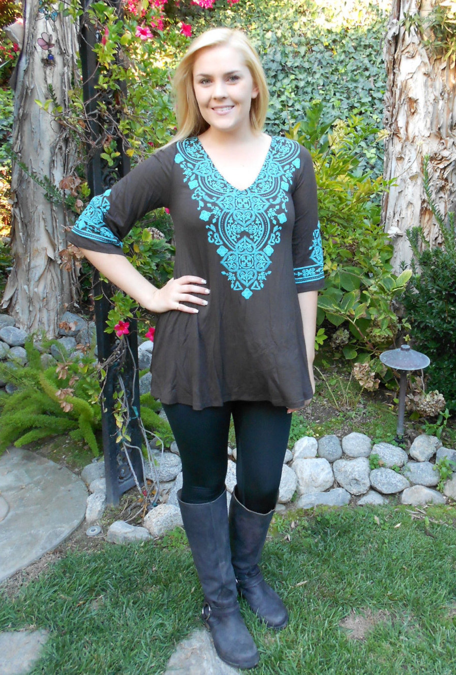 Tunic Top, Tunics, Tunic, Womens Tunic, Ethnic Top, Western Top, Brown ...