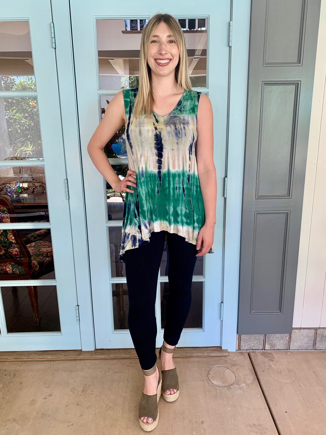 Tie Dye Tank, Womens Clothing, Summer Tank Tunic, V Neck Tunics, Hippie ...