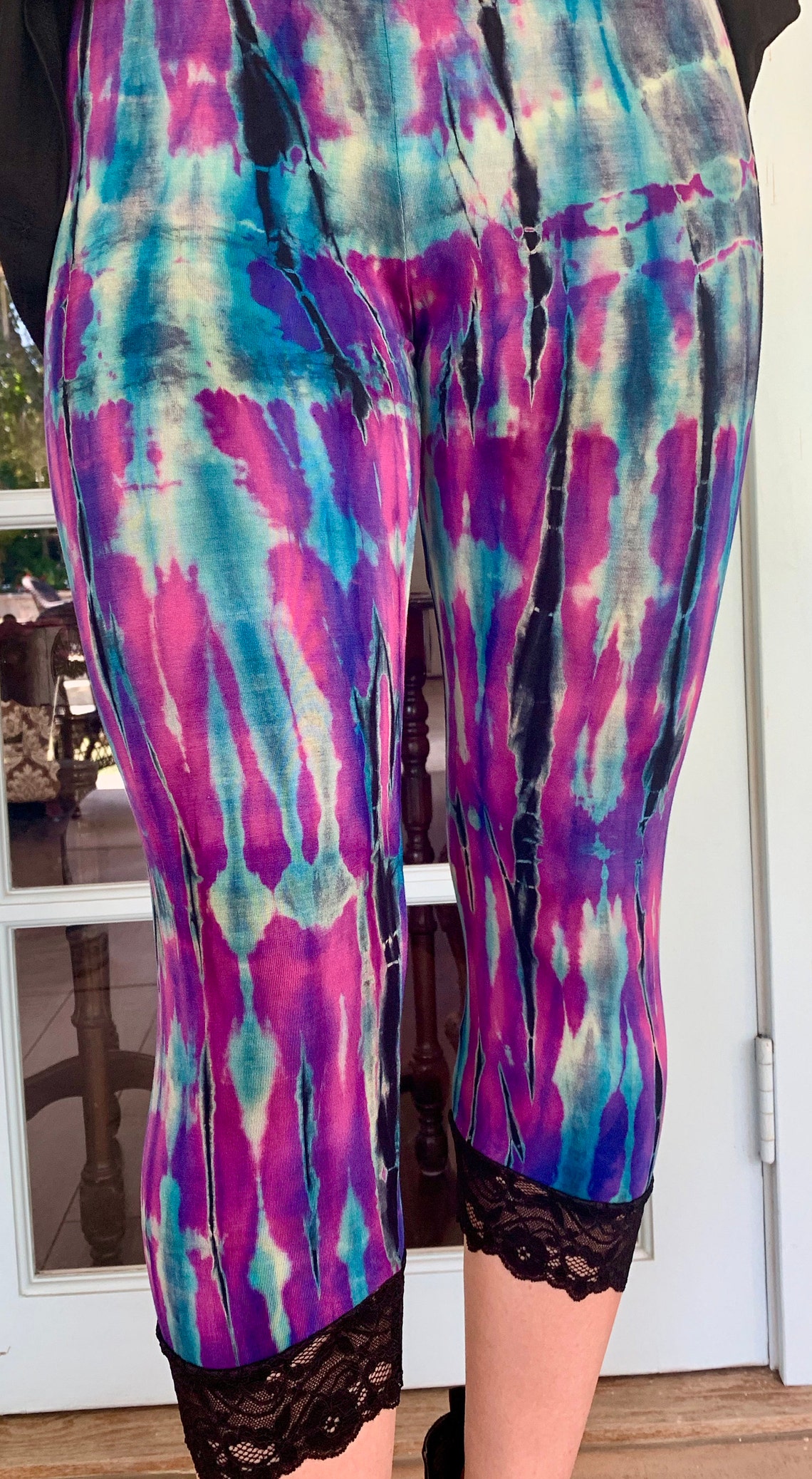 Plus Size Capri Pants, Boho Capri Pants, Plus Size Lace Trim Legging ...