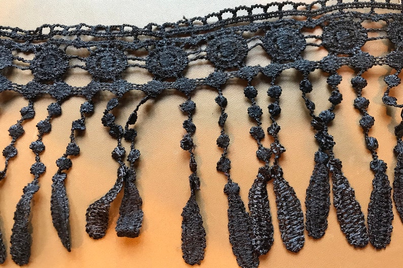 4" Lace Trim, Chocolate Brown Lace Trim, 1 Straight Edge, 1 Dangle Edge ...