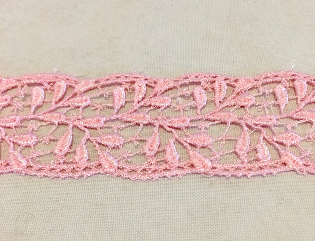 10 Yard Lot, 1 1/2" Pink Lace Trim, Venice Lace Trim, Edge Trim ...