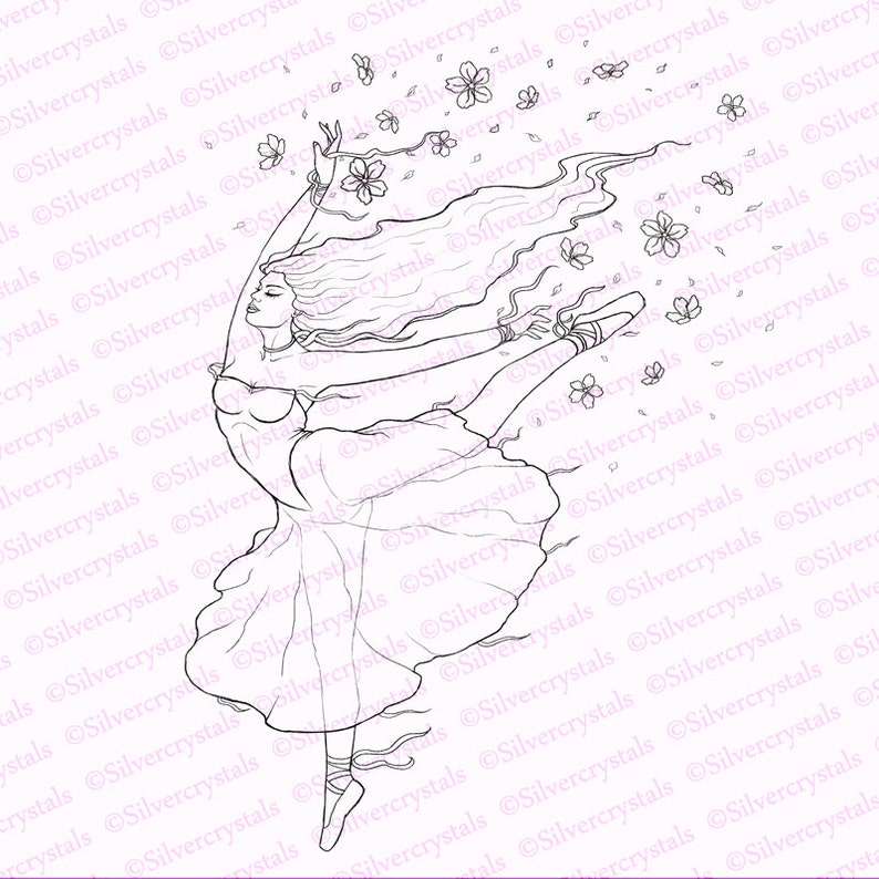 Digital Stamp Princess Ballerina Flower Girl Ballet Dancing | Etsy
