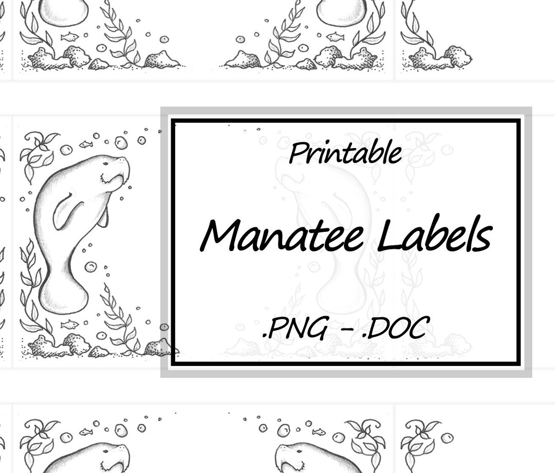 Manatee Labels Editable Printable Soap Label Pretty Sea Ocean Shell ...