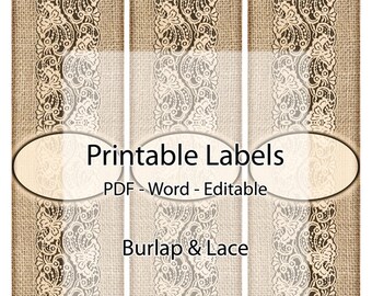Soap Labels Printable Editable Label Digital Burlap Lace Hessian Fabric ...