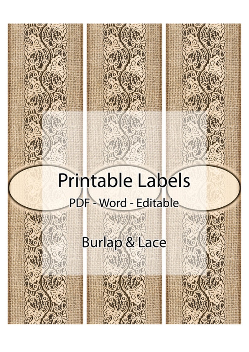 Soap Labels Printable Editable Label Digital Burlap Lace Hessian Fabric ...
