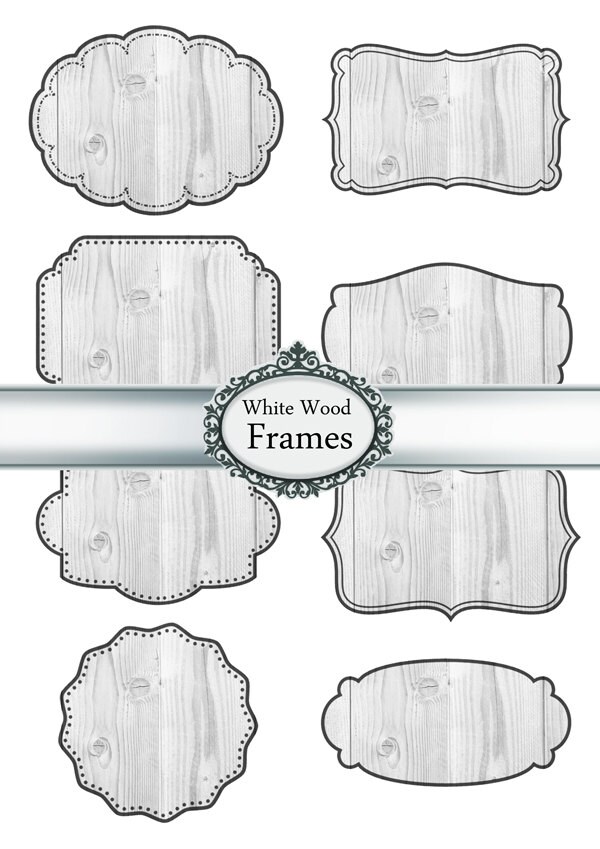 Digital Frames Labels Tags Clipart Paper Texture Wood Rustic | Etsy