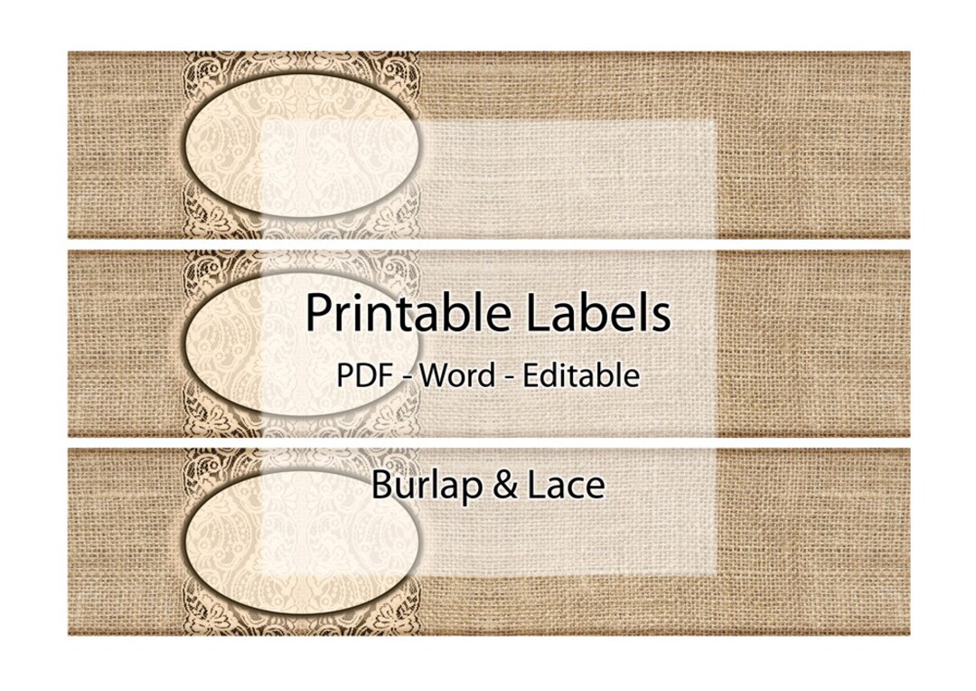 Soap Labels Printable Editable Label Digital Burlap Lace Hessian Fabric ...