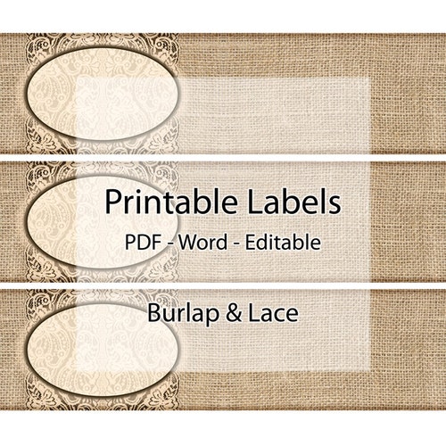 Soap Labels Printable Editable Label Digital Burlap Lace - Etsy