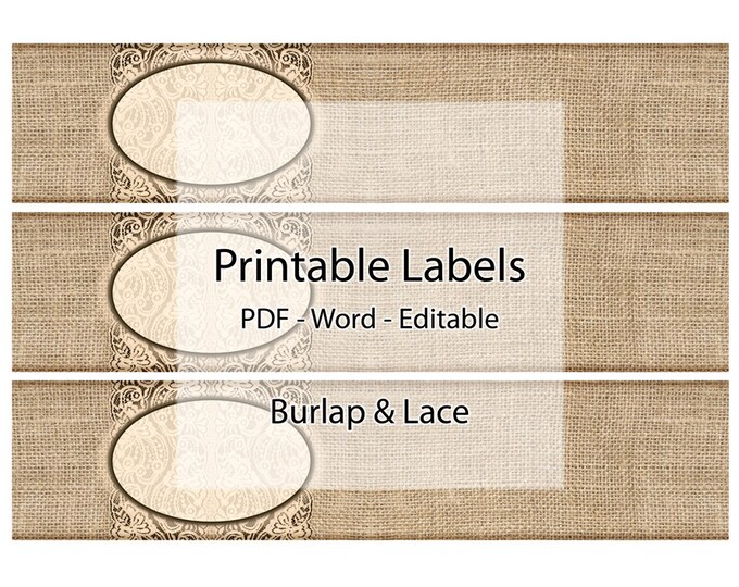 Soap Labels Printable Editable Label Digital Burlap Lace Hessian Fabric ...
