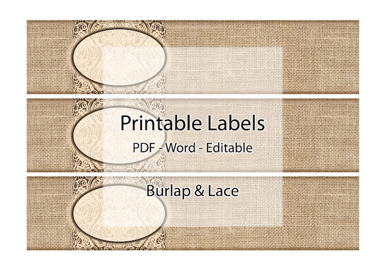 Soap Labels Printable Editable Label Digital Burlap Lace - Etsy