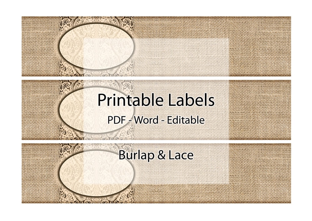 Soap Labels Printable Editable Label Digital Burlap Lace - Etsy