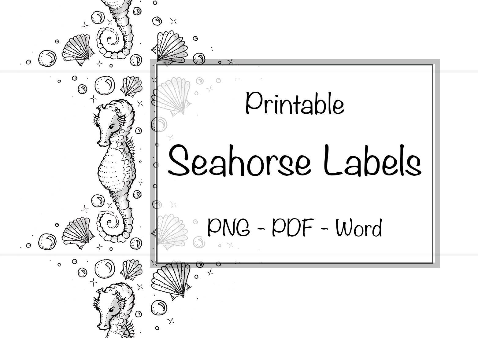 Seahorse Labels Editable Printable Soap Label Pretty Sea Ocean - Etsy UK