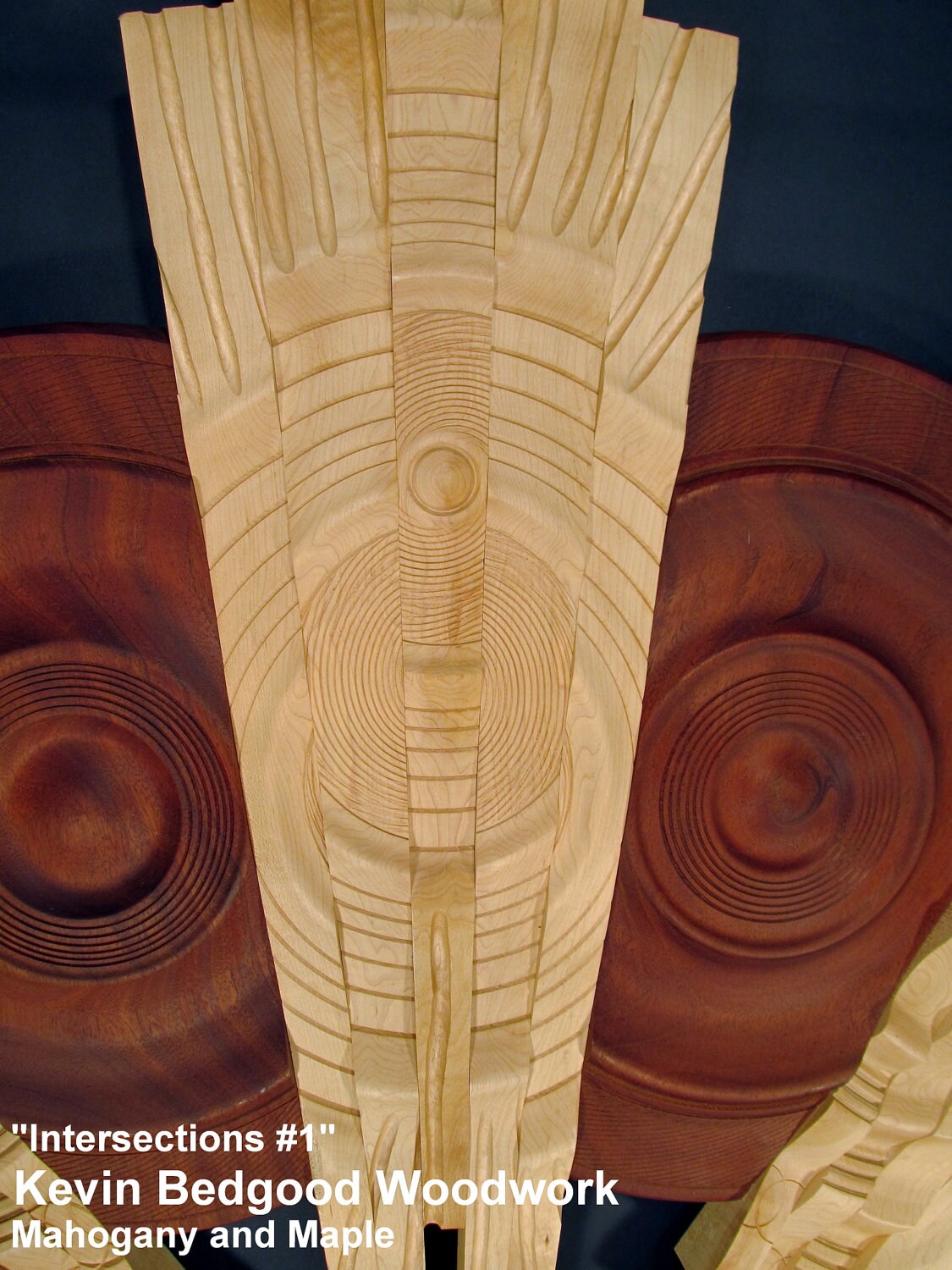 Sculpture turned wood, Intersections 1, wall hanging