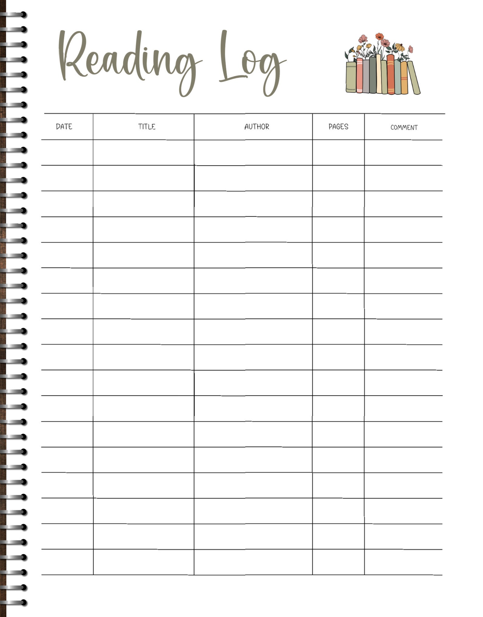 Reading Journal, Reading Log, Printable Reading Journal, Library Book ...