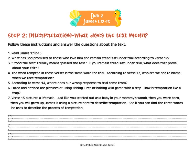 James Little Fishes Inductive Bible Study Bible Study for | Etsy