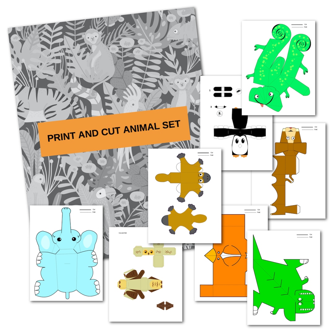 Print & Cut Animal Set, Paper Animals, Preschool Paper Craft, Animal ...