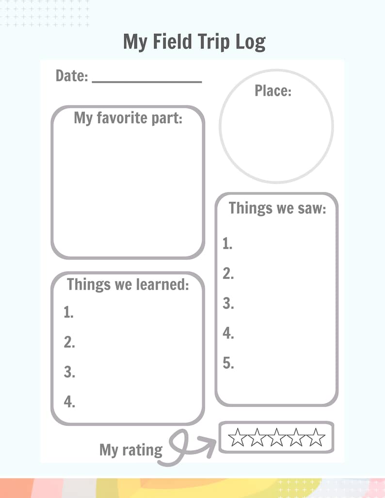 Homeschool Field Trip Log Printable - Etsy