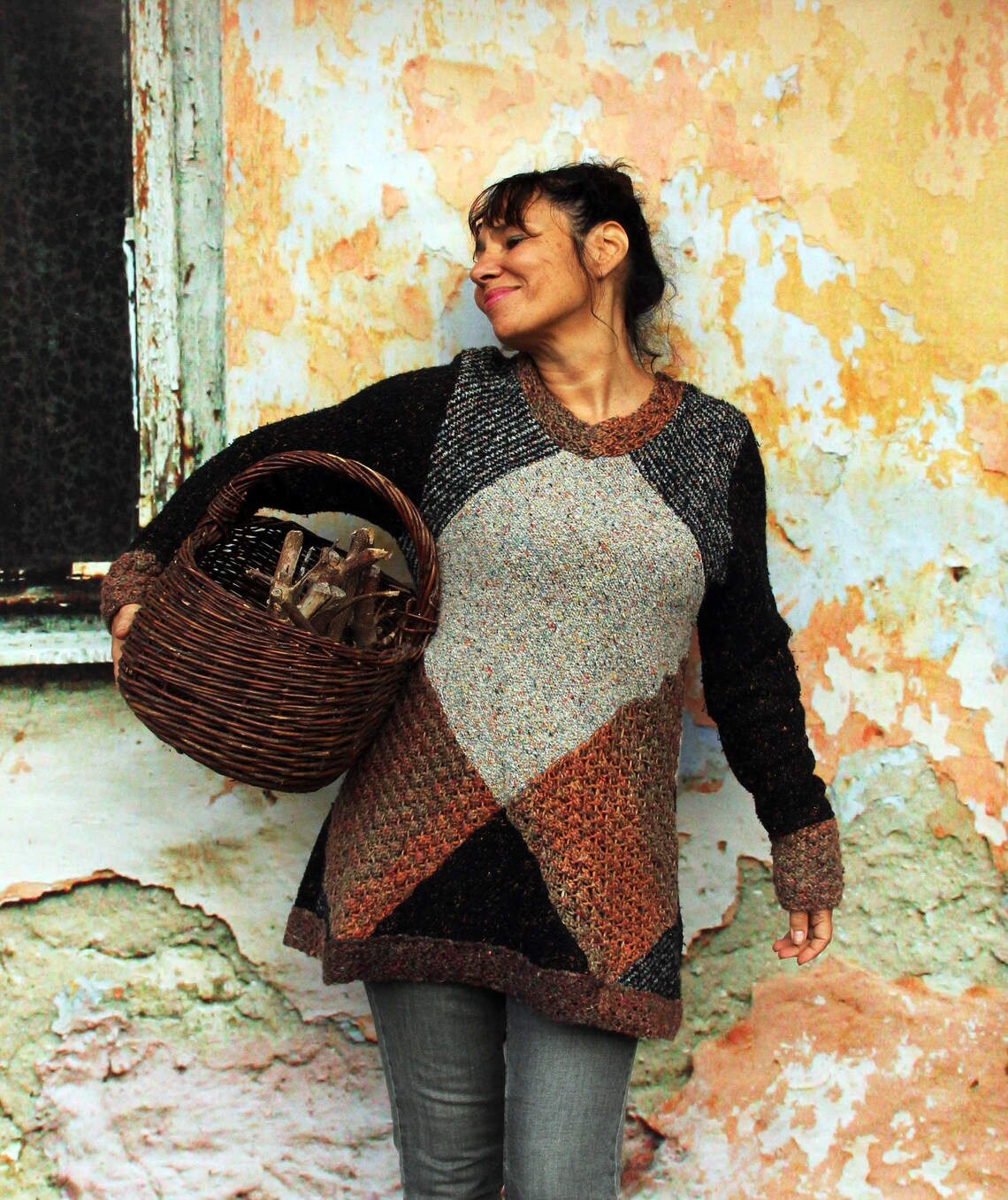 M-L Cottage Style Blend up Cycled Pure Wool Sweater Folk Chic - Etsy