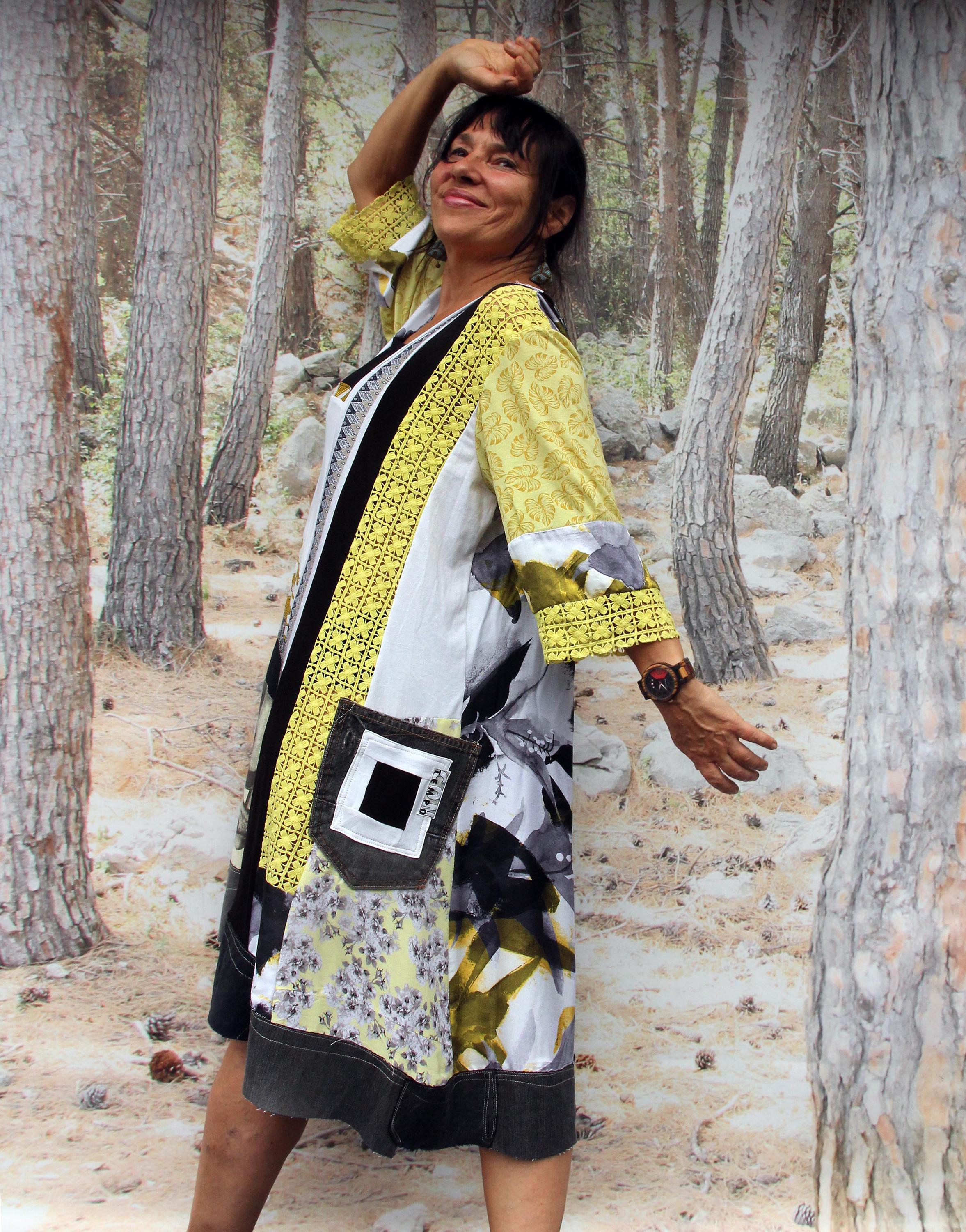Plus Size Patchwork Dress: Recycled Fabrics, Tie Dye Pop Art, Boho ...