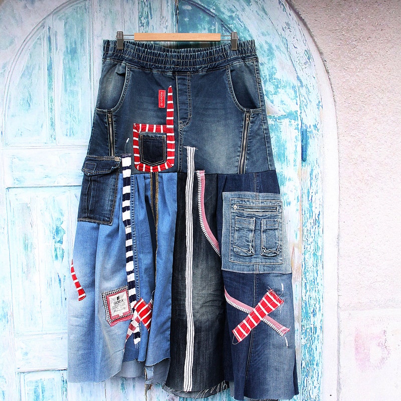 Recycled Denim Skirt - Etsy